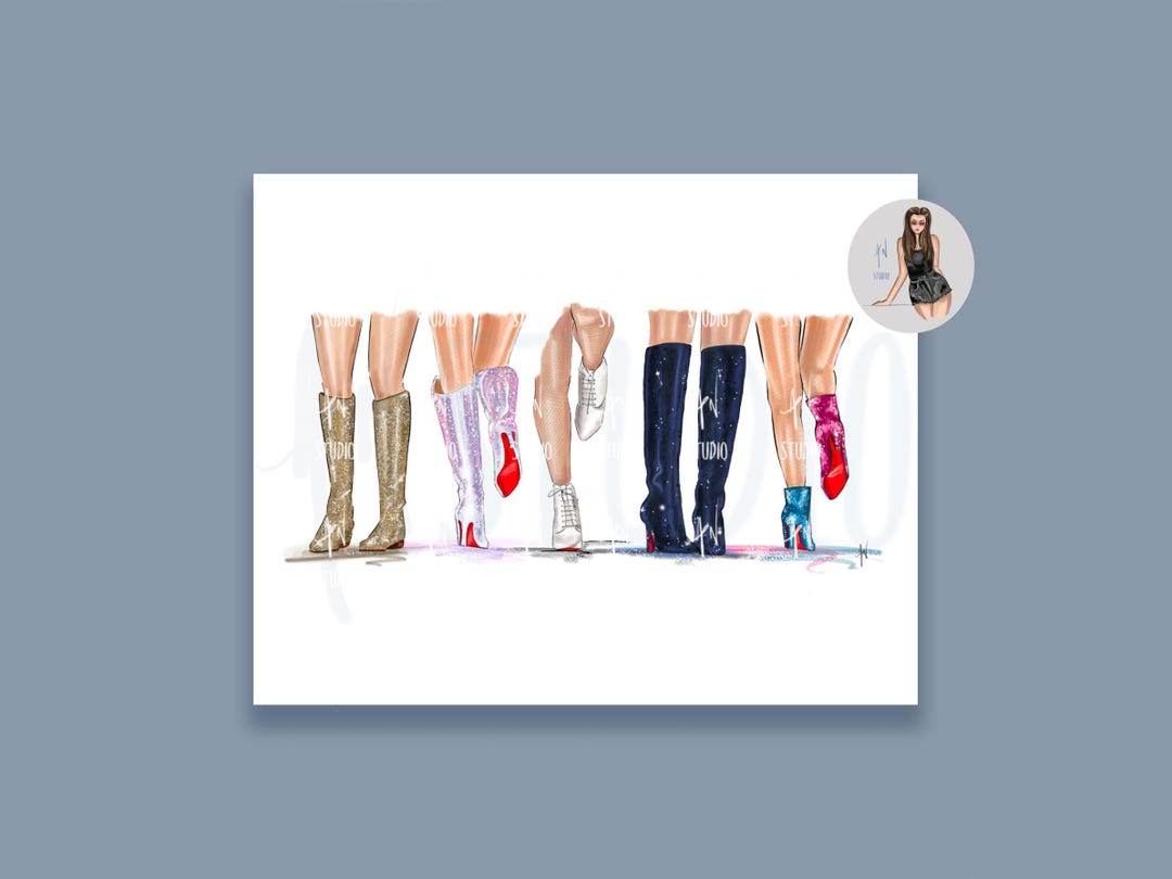 Eras of Boots Art Print, Eras Outfits Inspired Fashion Illustration ...