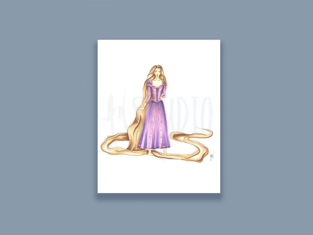 Princess Rapunzel Art Print, Fairytale Inspired Fashion Illustration ...