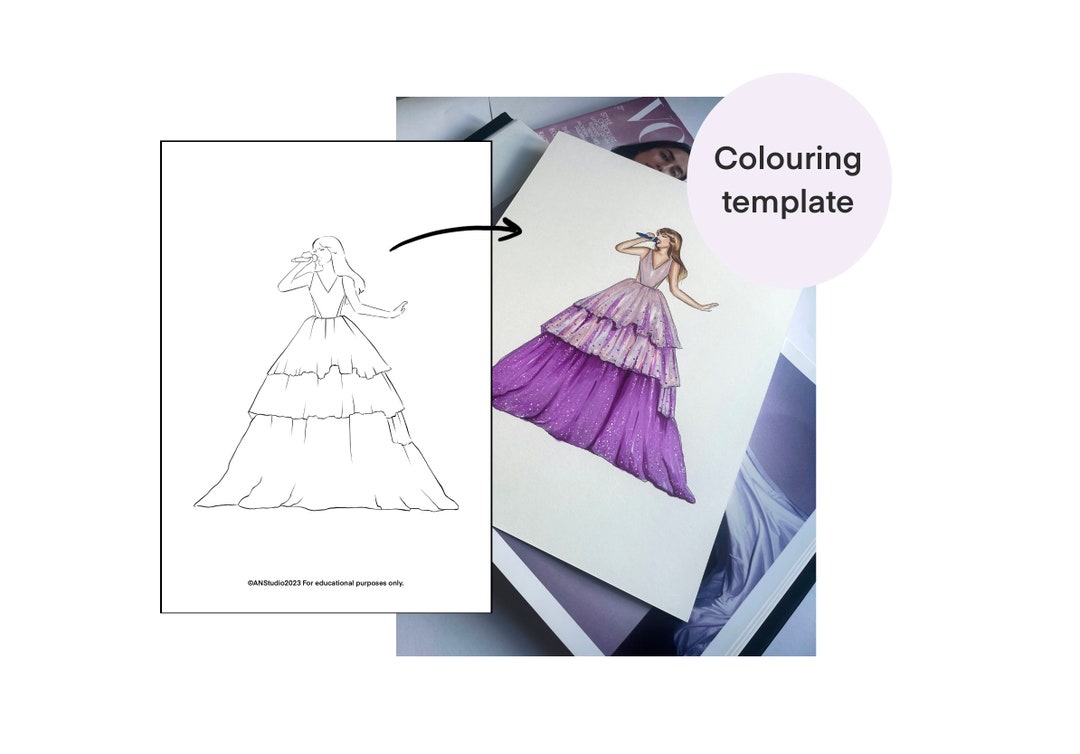 DIGITAL DOWNLOAD Speak Now Eras Tour Colouring Page instant Printable ...