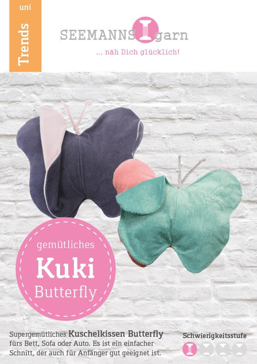 Paper Pattern & Instructions for the Kuki Butterfly Cushion ...