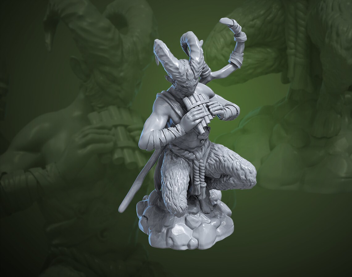 FAUN With Pan's Flute Miniature Bard Druid Shaman - Etsy