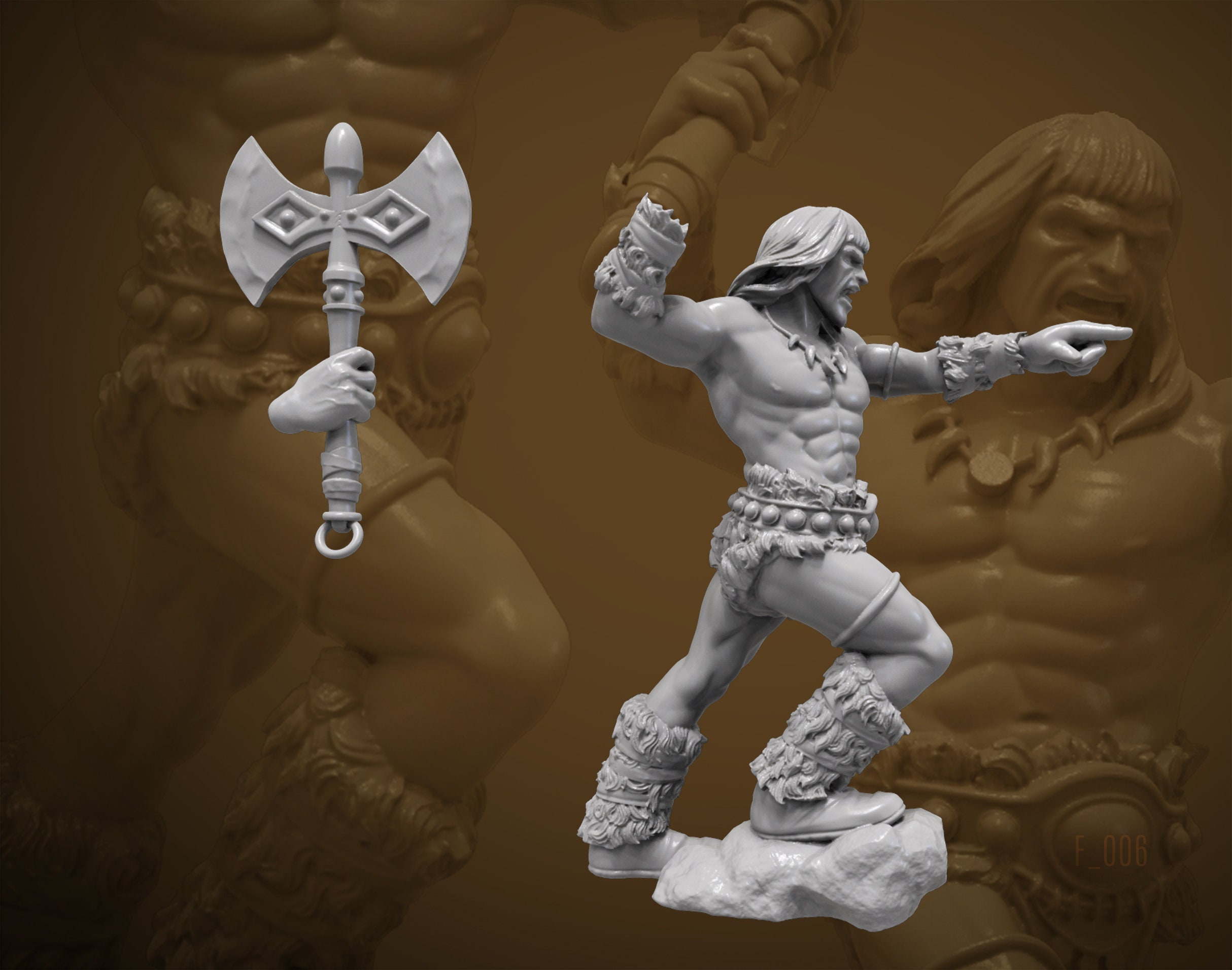 Barbarian Warrior Miniature Angry King of Barbarians With Axe - Etsy
