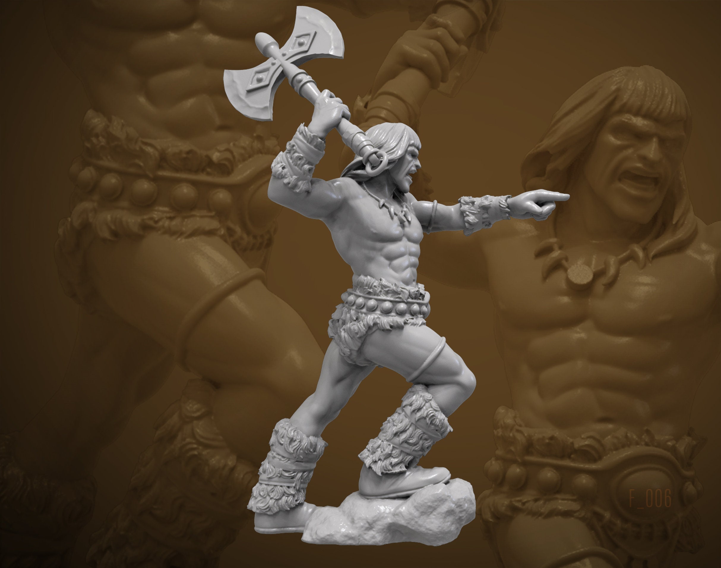 Barbarian King Miniature With Axe, Resin RPG, D&D, Miniatures Painters ...