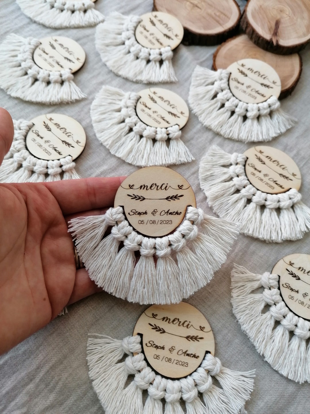 Boho-Magnets - cadeaux invités magnétiques pour mariage bohème - double ...