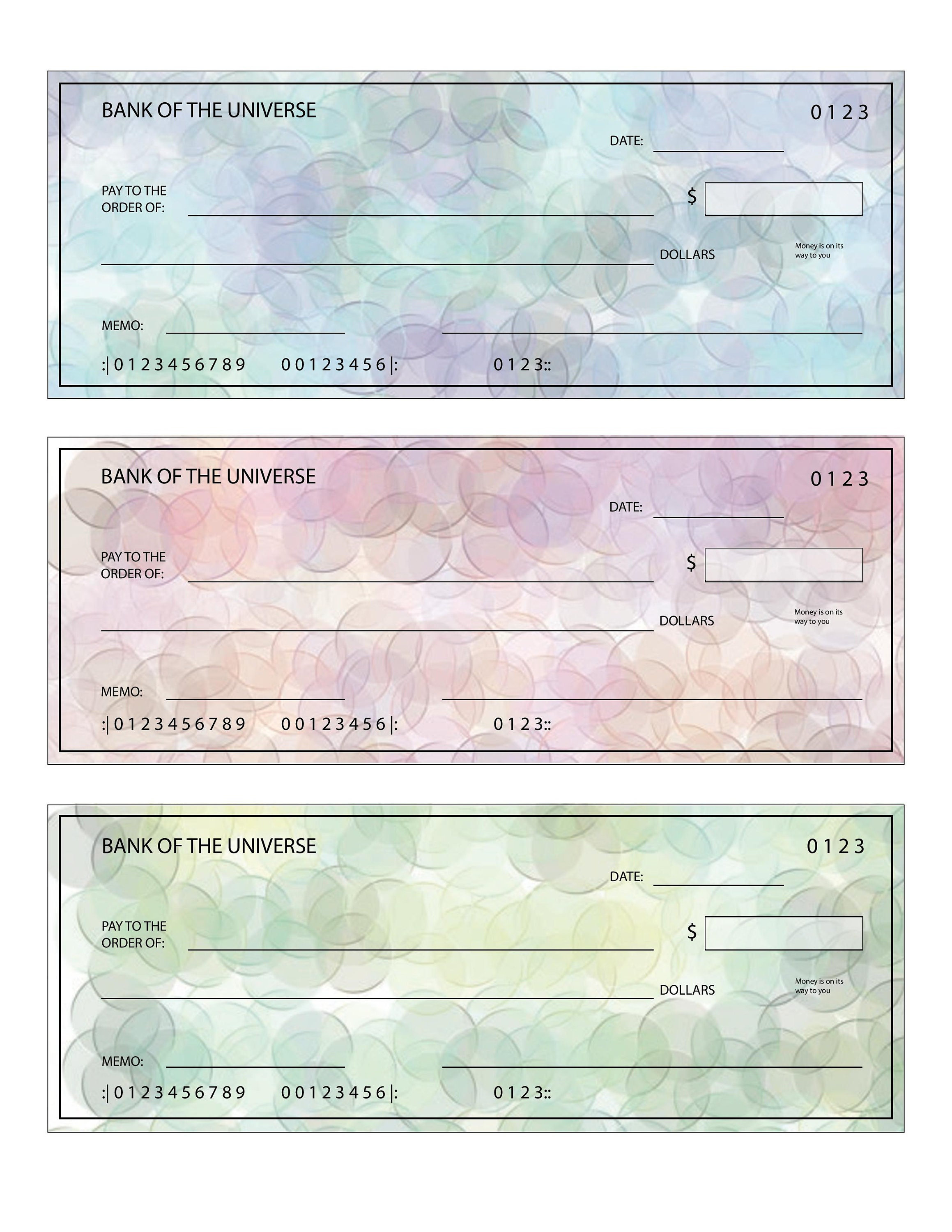 LOA- Printable Blank Checks (color Edition) - Etsy