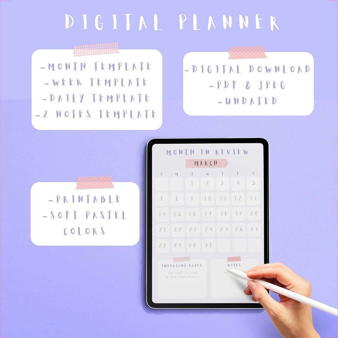 Vertical Undated Lilac Digital Planner: Goodnotes Planner Template - Etsy