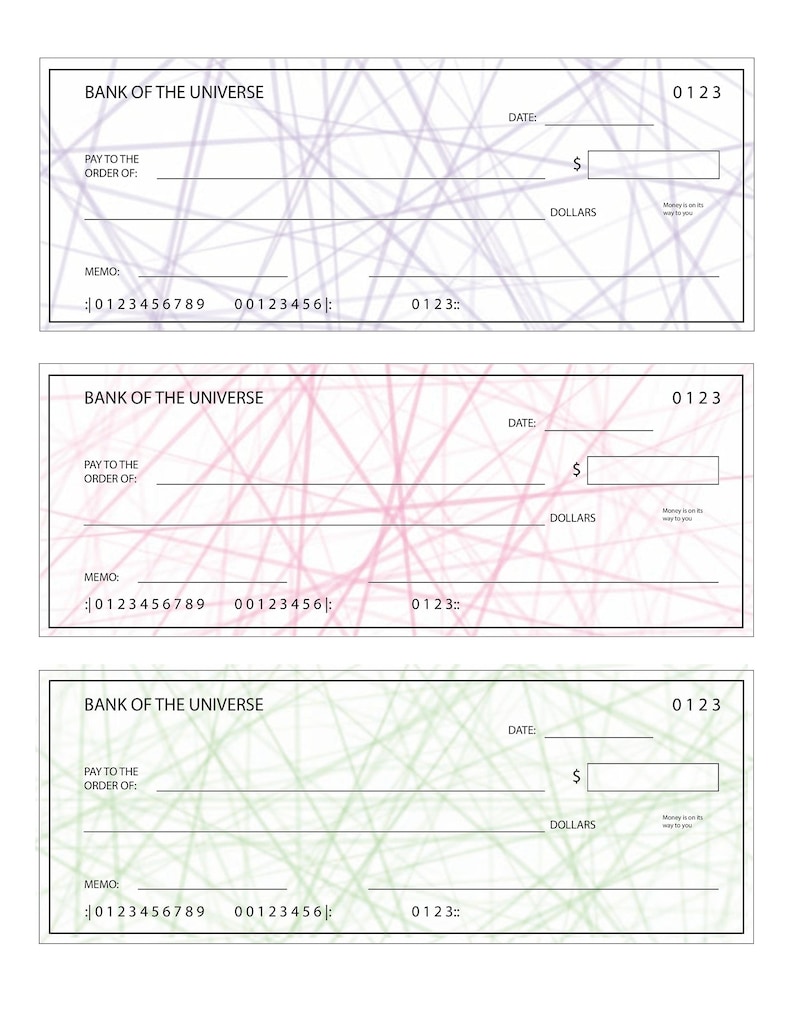 LOA- Printable Blank Checks (color Edition) - Etsy