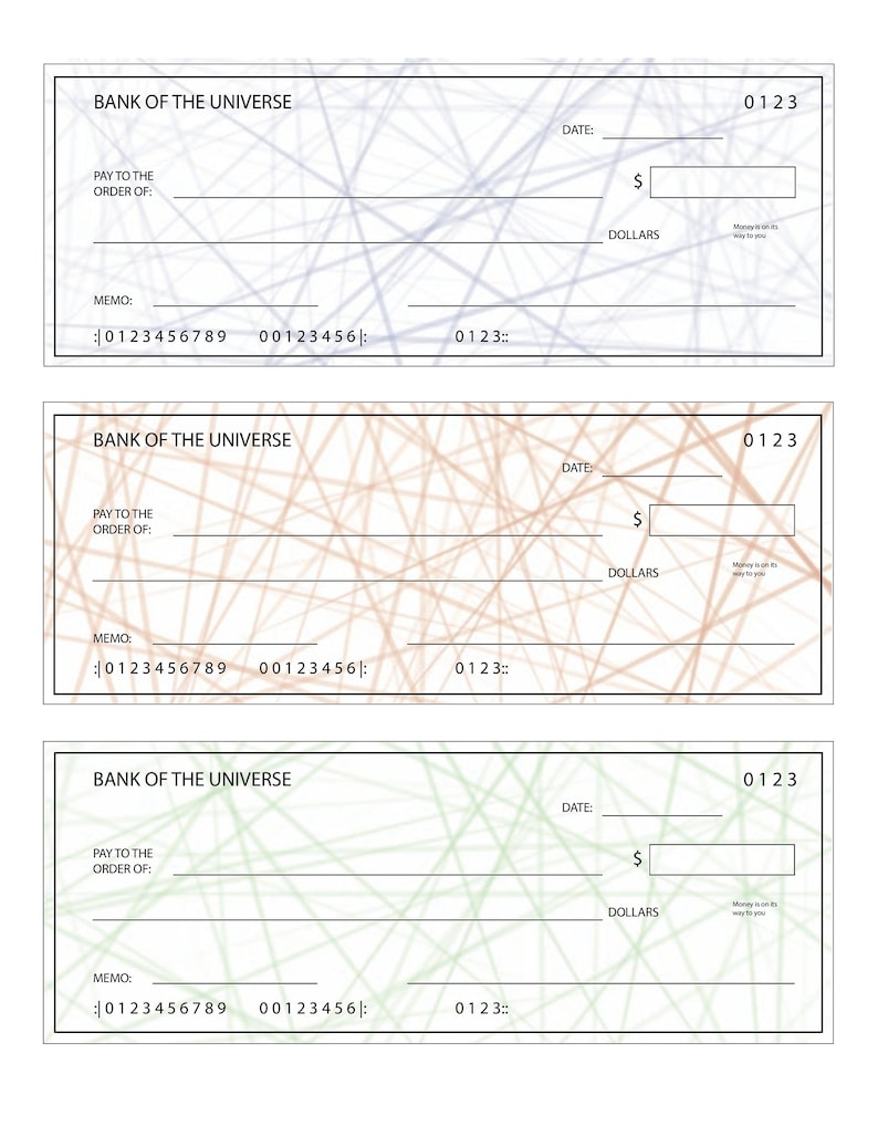 LOA- Printable Blank Checks (color Edition) - Etsy