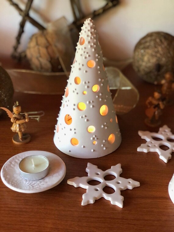 Ceramic Luminary Christmas Tea Light Lantern Holiday Table - Etsy