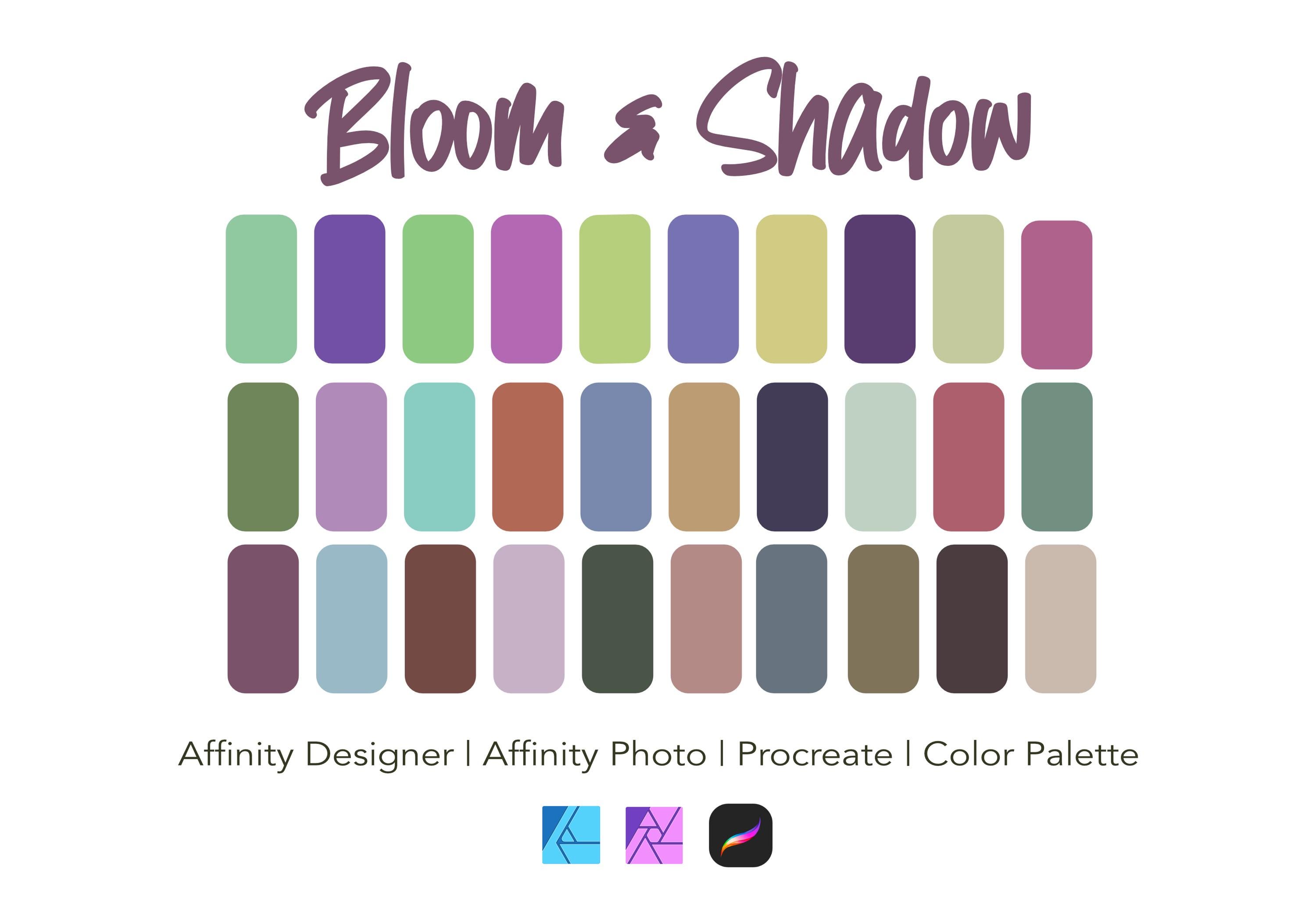 Bloom & Shadow Color Palette: 30 Colors for Procreate, Affinity ...