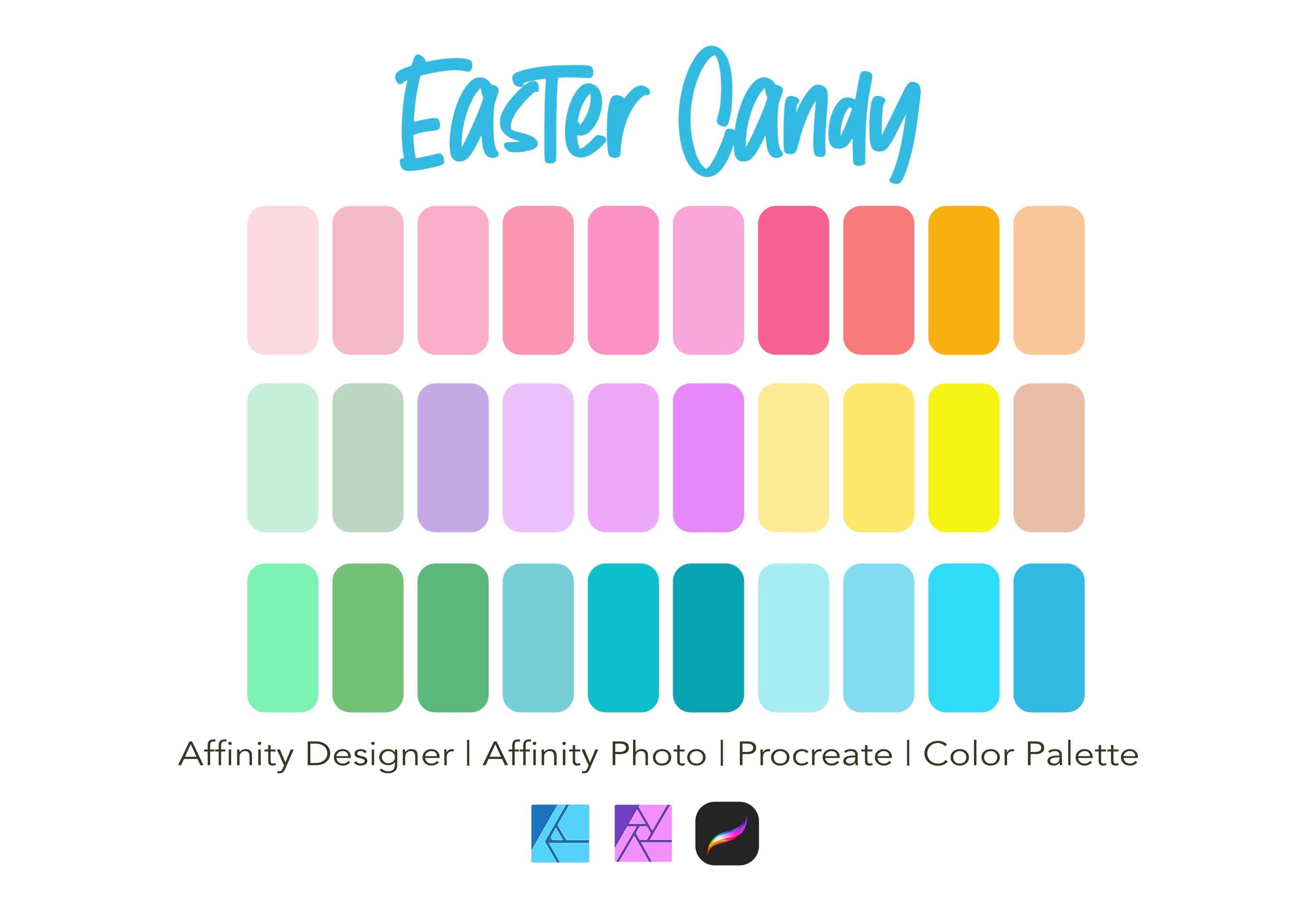 Easter Candy Color Palette: 30 Colors for Procreate, Affinity (digital ...