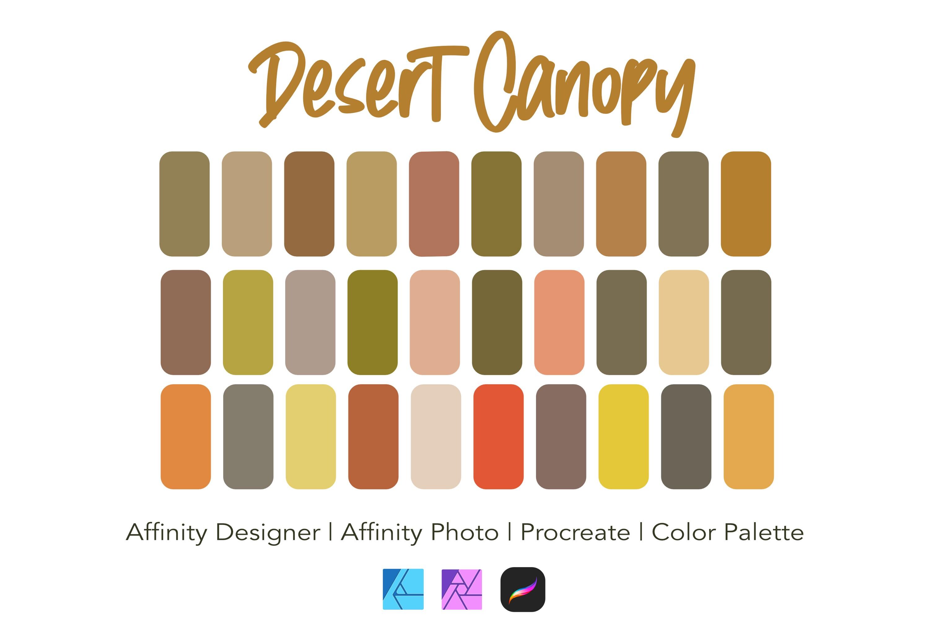 Desert Canopy Color Palette: 30 Colors for Procreate, Affinity (digital ...