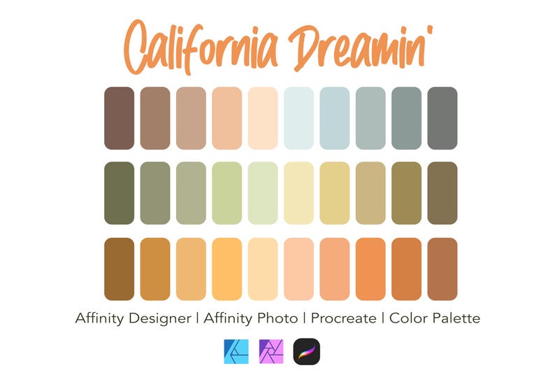 Affinity Designer Color Palette Bundle | California Dreamin' | Color ...