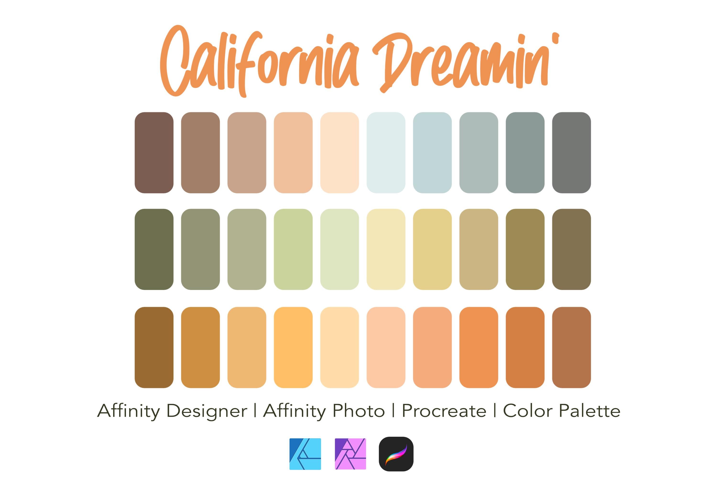 Affinity Designer Color Palette Bundle | California Dreamin' | Color ...