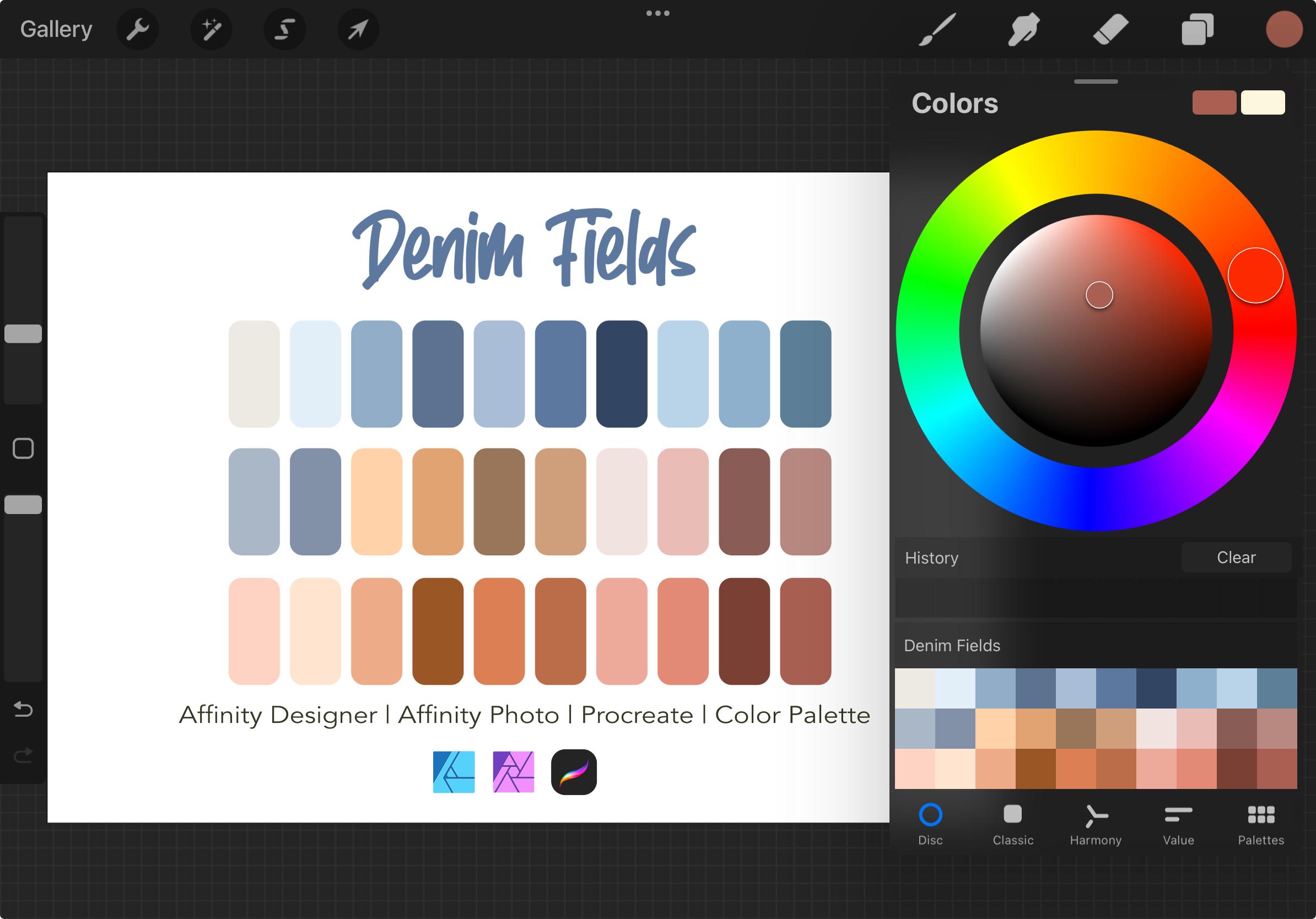 Affinity Designer Color Palette Bundle | Denim Fields | Color Swatches ...
