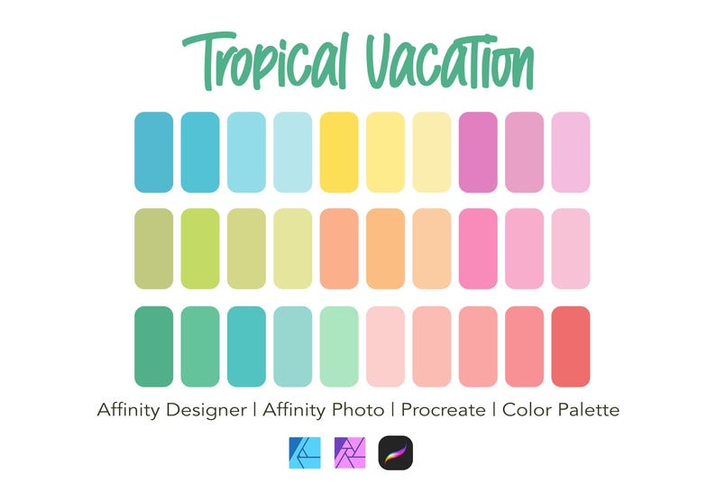 Affinity Designer Color Palette Bundle | Tropical Vacation | Color ...