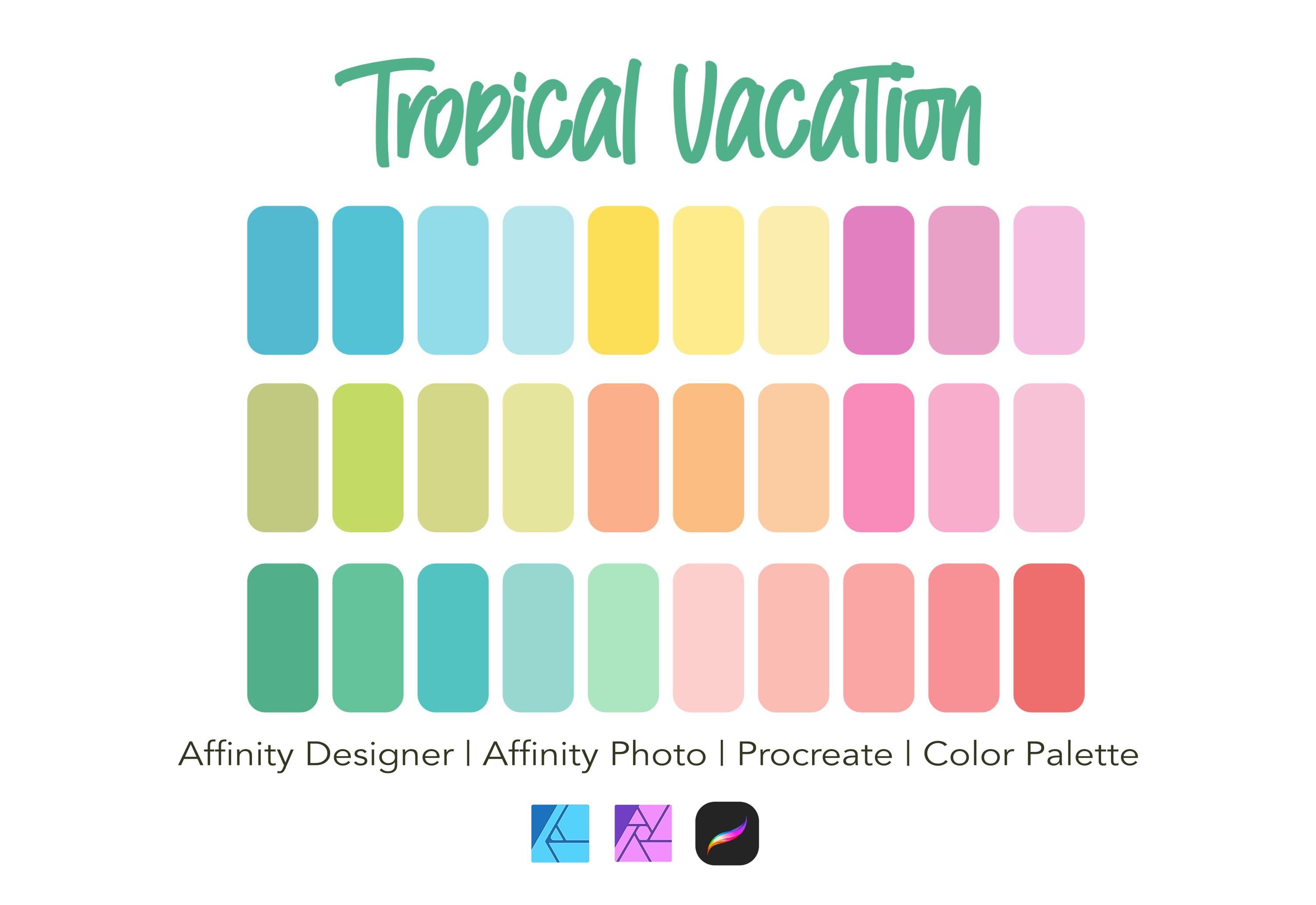 Affinity Designer Color Palette Bundle | Tropical Vacation | Color ...