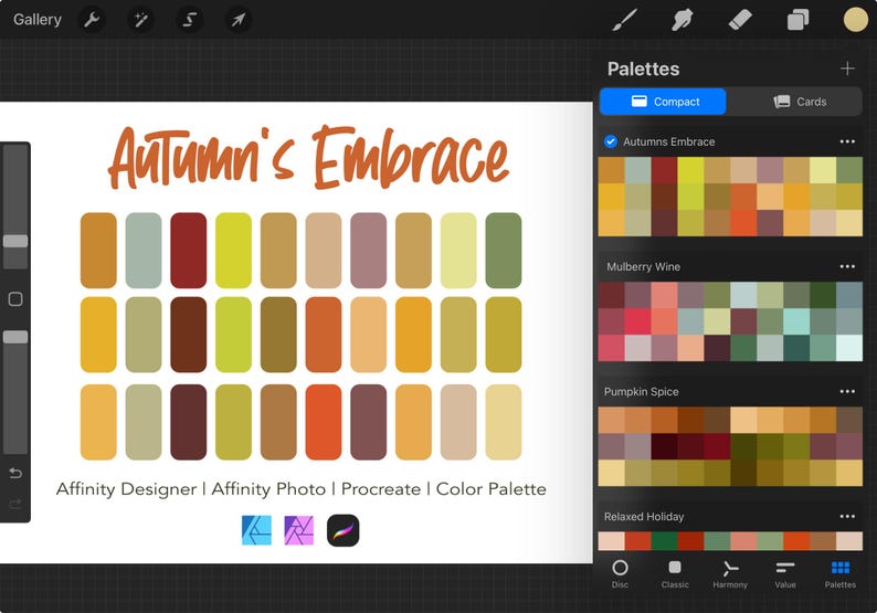 Affinity Designer Color Palette Bundle | Autumn's Embrace | Color ...