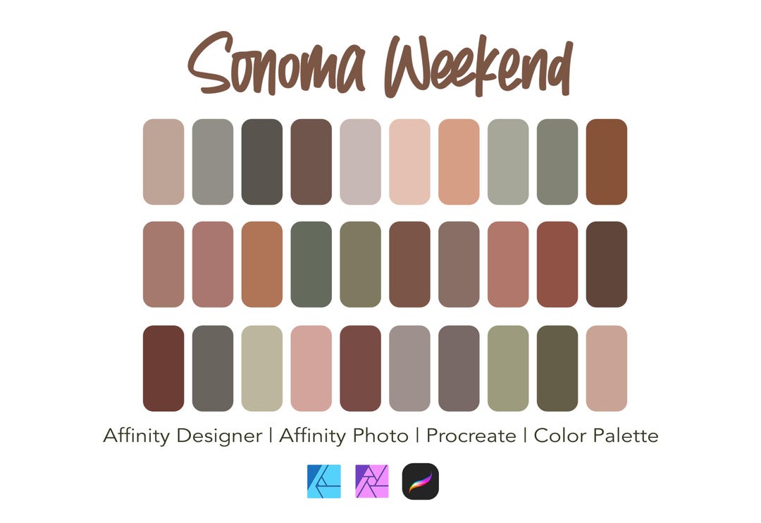 Affinity Designer Color Palette Bundle | Sonoma Weekend | Color ...