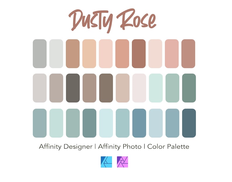 Affinity Designer Color Palette Bundle | Dusty Rose | Color Swatches ...