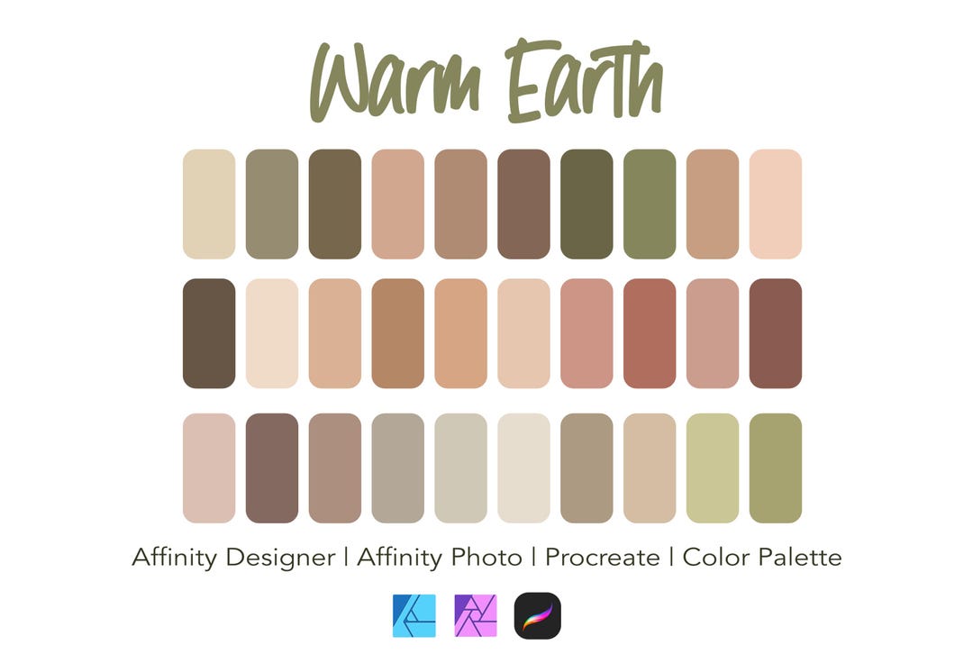 Affinity Designer Color Palette Bundle | Warm Earth | Color Swatches ...