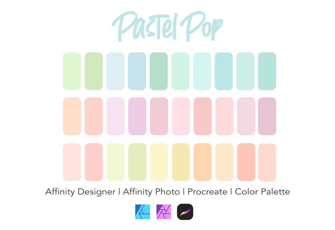 Pastel Pop Color Palette Bundle: Affinity Designer, Procreate (instant ...