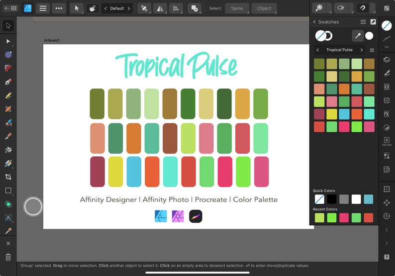 Tropical Pulse Color Palette Bundle: 30 Colors for Procreate, Affinity ...
