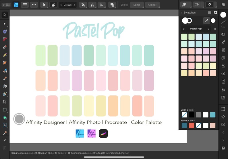 Pastel Pop Color Palette Bundle: Affinity Designer, Procreate (instant ...