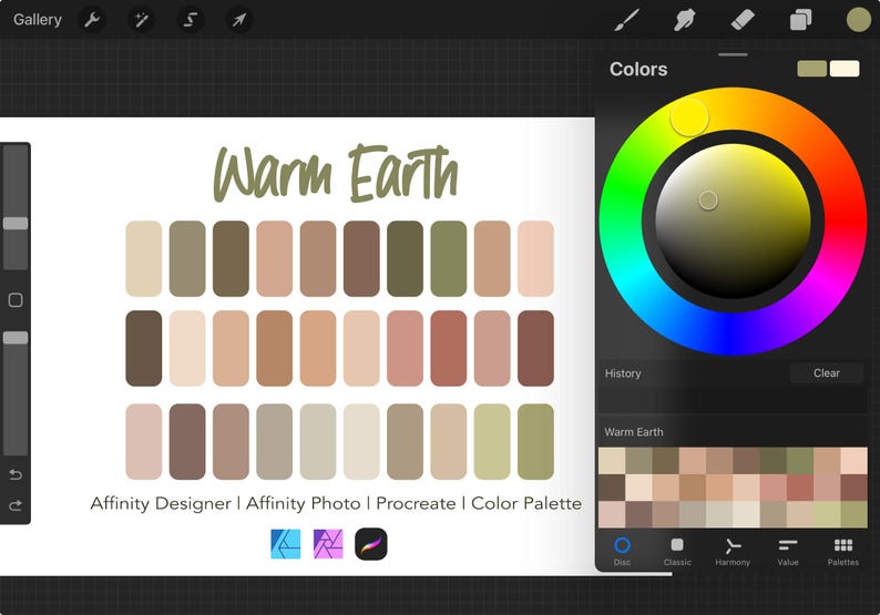 Affinity Designer Color Palette Bundle | Warm Earth | Color Swatches ...