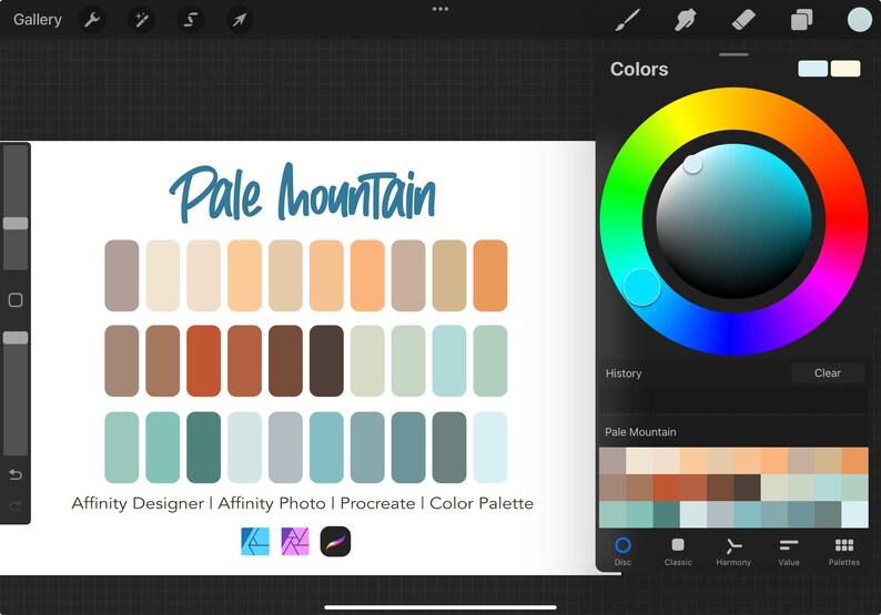 Affinity Designer Color Palette Bundle | Pale Mountain | Color Swatches ...