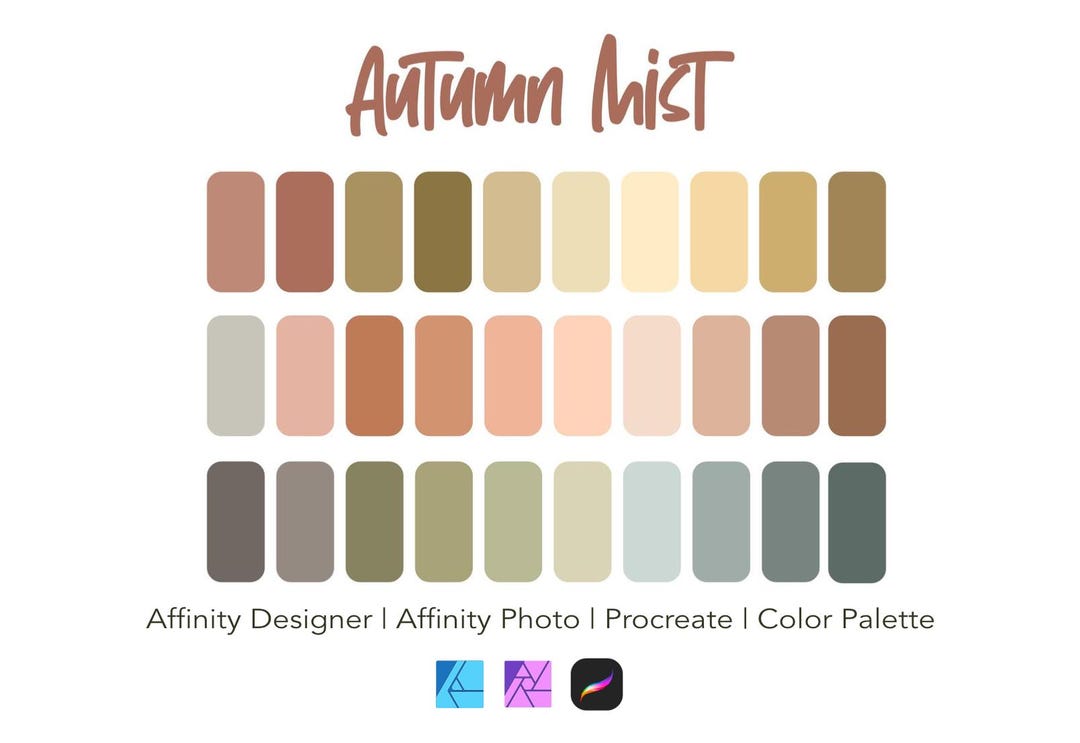 Affinity Designer Color Palette Bundle | Autumn Mist | Color Swatches ...