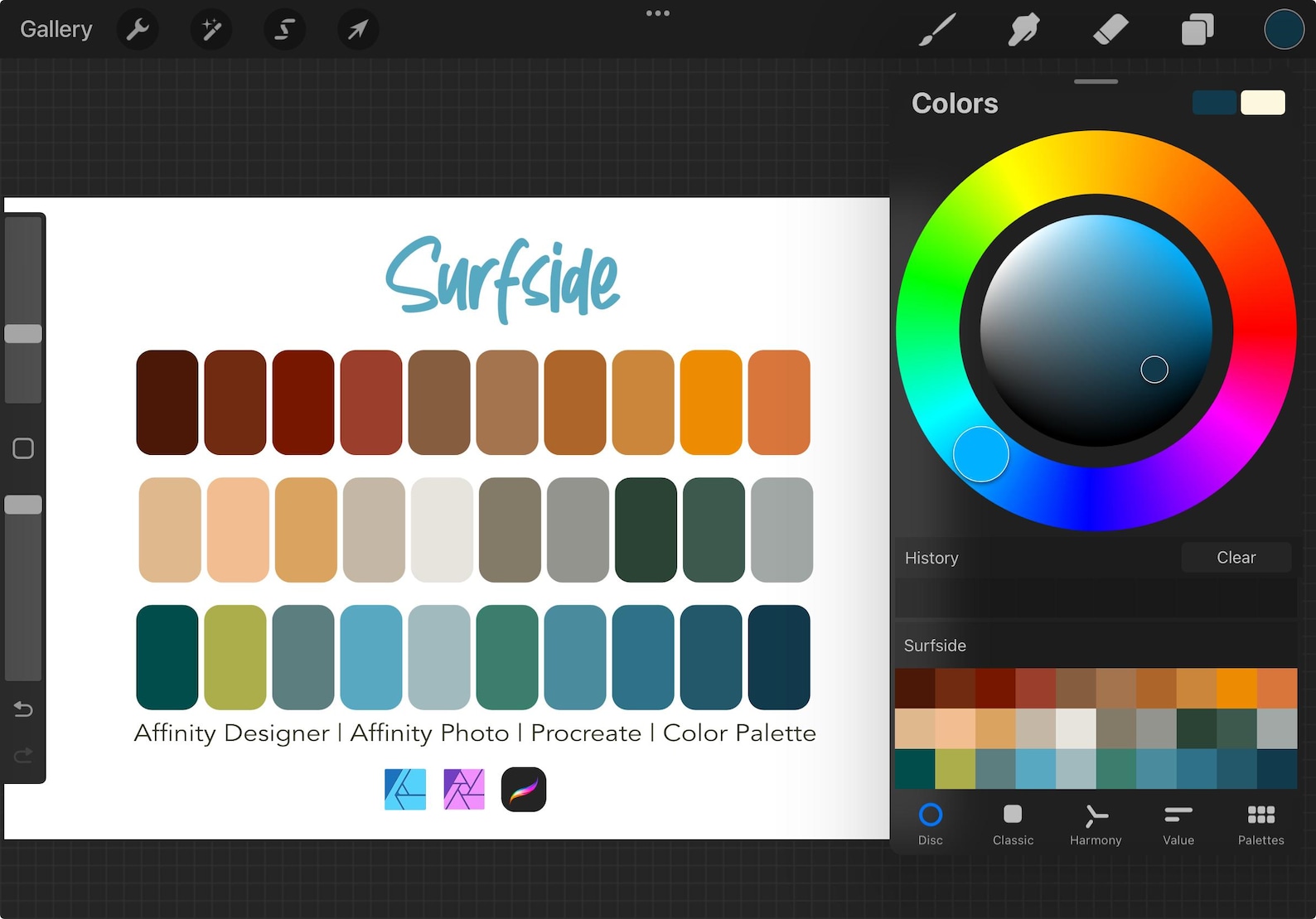 Affinity Designer Color Palette Bundle | Surfside | Color Swatches ...
