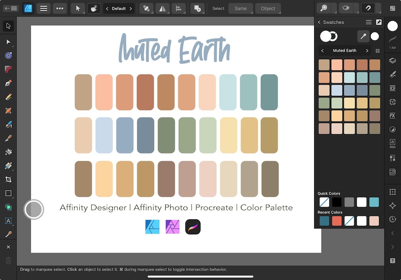Affinity Designer Color Palette Bundle | Muted Earth | Color Swatches ...
