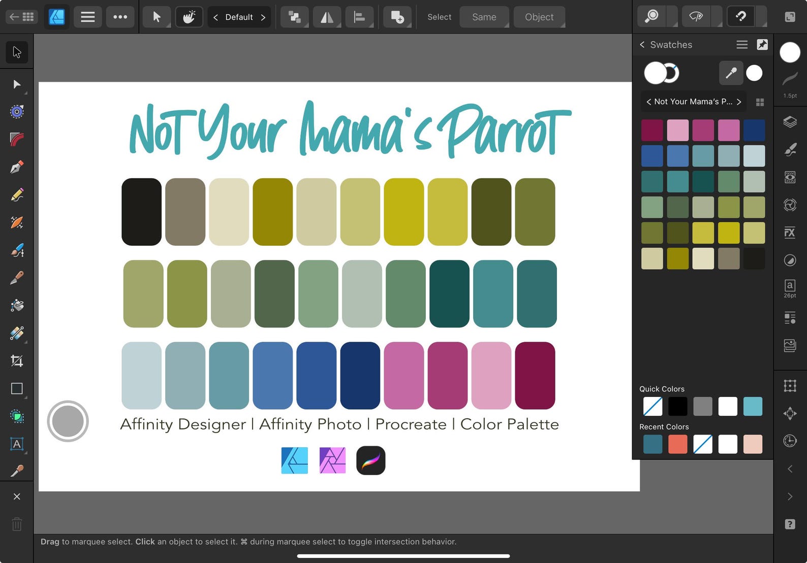 Not Your Mama's Parrot Color Palette: 30 Colors for Procreate, Affinity ...