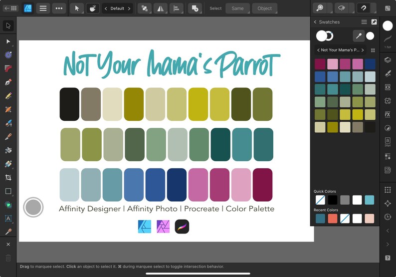 Not Your Mama's Parrot Color Palette: 30 Colors for Procreate, Affinity ...