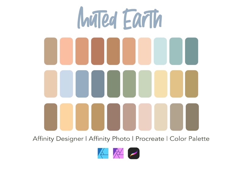 Affinity Designer Color Palette Bundle | Muted Earth | Color Swatches ...