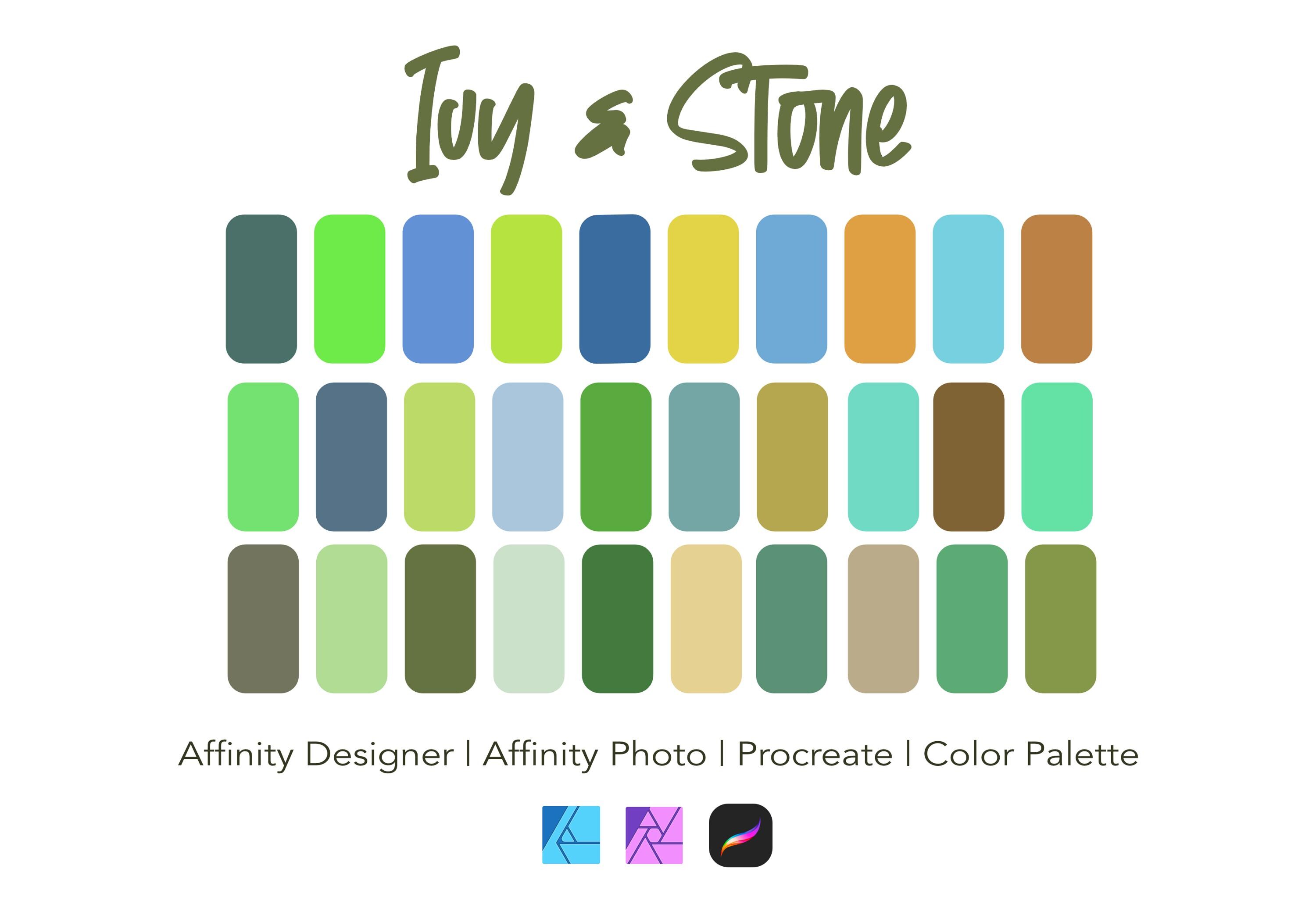 Ivy & Stone Color Palette Bundle: 30 Swatches for Procreate, Affinity ...
