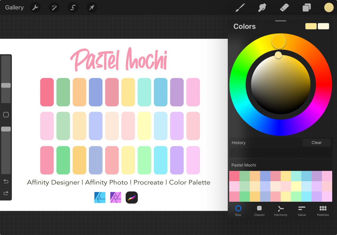Affinity Designer Color Palette Bundle | Pastel Mochi | Color Swatches ...