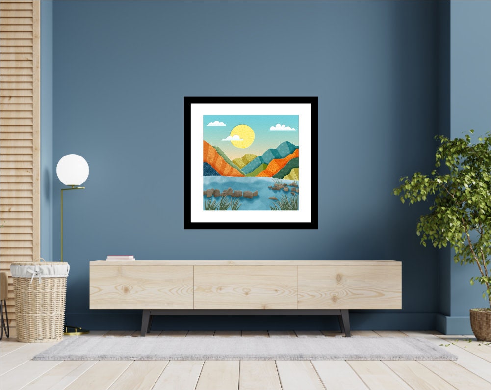 Calming Colors and Subtle Patterns Landscape Paper Collage, Colorful ...