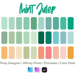 Affinity Designer Color Palette Bundle | Mint Julep | Color Swatches | Instant Download ...