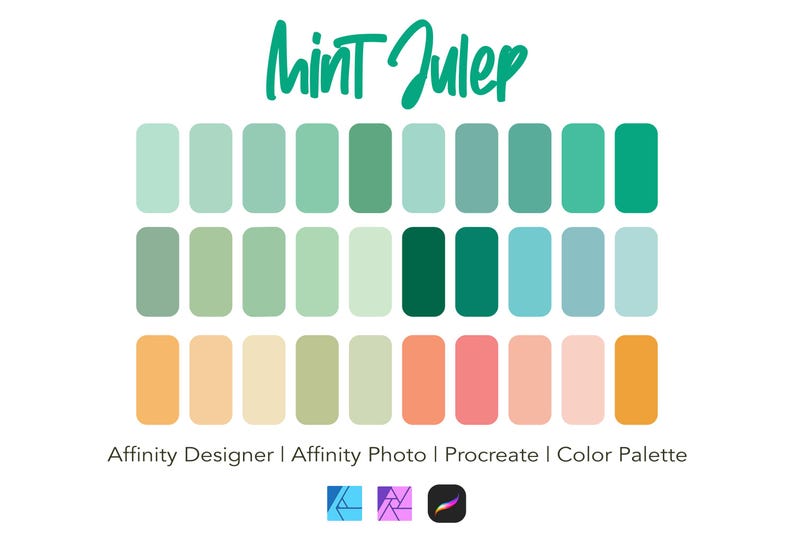 Affinity Designer Color Palette Bundle | Mint Julep | Color Swatches ...