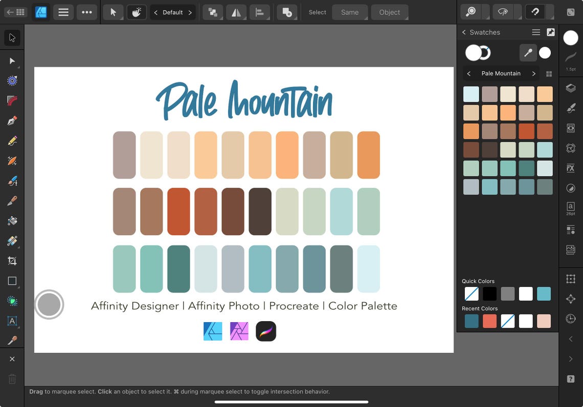 Affinity Designer Color Palette Bundle | Pale Mountain | Color Swatches ...