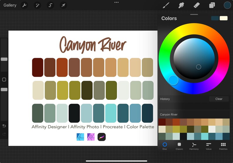 Canyon River Color Palette: 30 Colors for Procreate, Affinity (digital ...