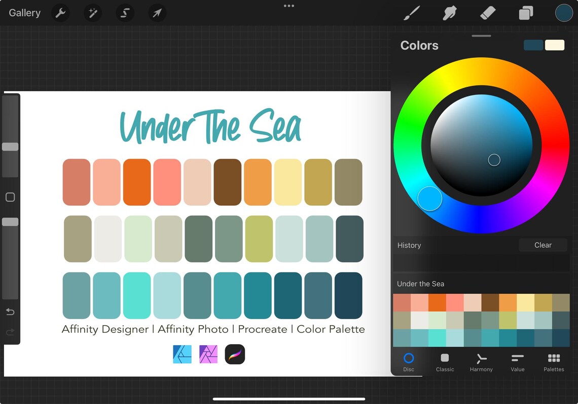 Affinity Designer Color Palette Bundle | Under the Sea | Color Swatches ...