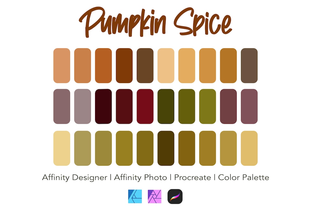 Pumpkin Spice Color Palette: 30 Swatches for Procreate, Affinity ...