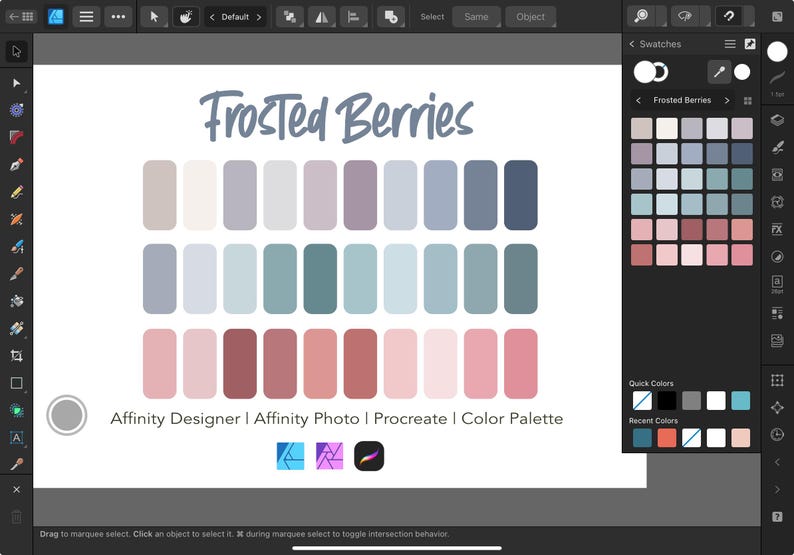Affinity Designer Color Palette Bundle | Frosted Berries | Color ...