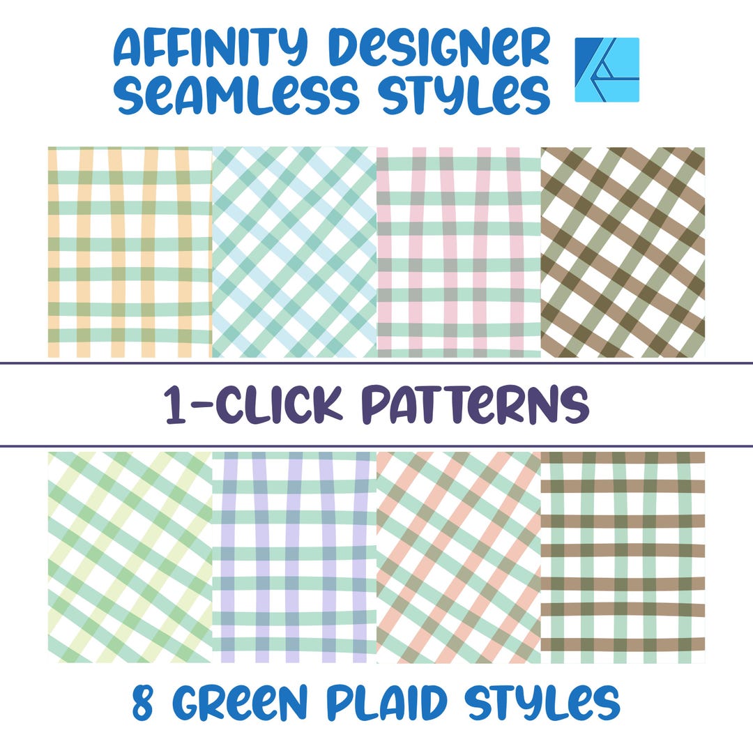 Green Plaid Seamless Pattern Set for Affinity Designer (digital ...