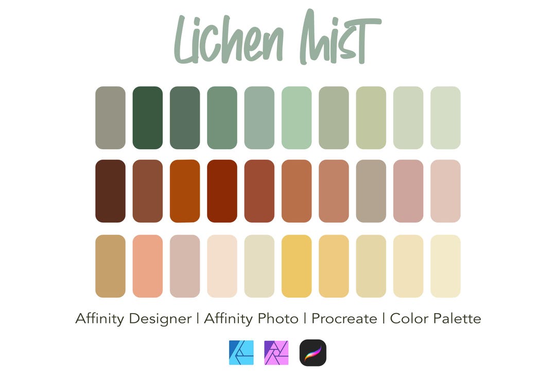 Affinity Designer Color Palette Bundle | Lichen Mist | Color Swatches ...
