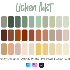 Affinity Designer Color Palette Bundle | Lichen Mist | Color Swatches ...
