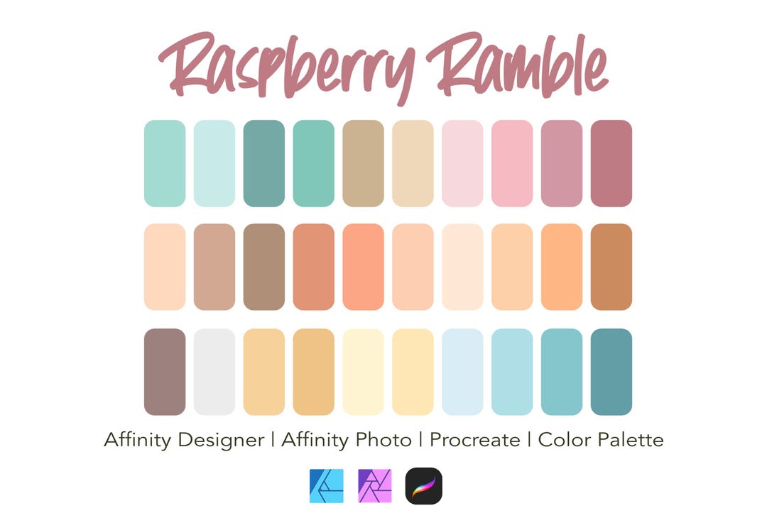 Raspberry Ramble Color Palette: 30 Colors for Procreate, Affinity ...